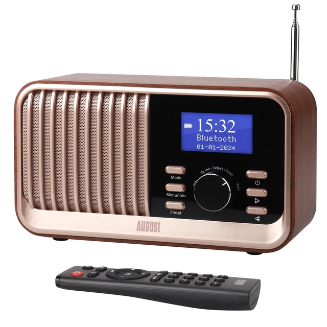 RETRO DAB+ FM Rechargeable Portable Radio with Dual Alarm Clock ...