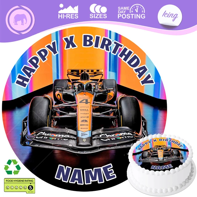 F1 MCLAREN CAKE Topper Formula 1 Personalised Decoration Round Edible ...