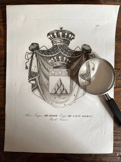 BLASON ARMOIRIE Héraldique : De Serre Comte De Saint Roman, Pair De ...