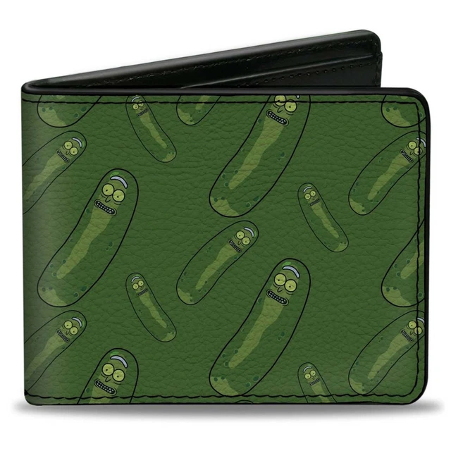 BI-FOLD WALLET RICK and Morty Pickle Rick Pose Scattered Greens EUR 24 ...