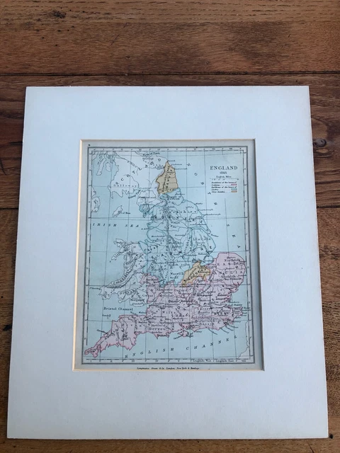 1907 MOUNTED MAP of what england looked like in 1065 ! £19.99 - PicClick UK