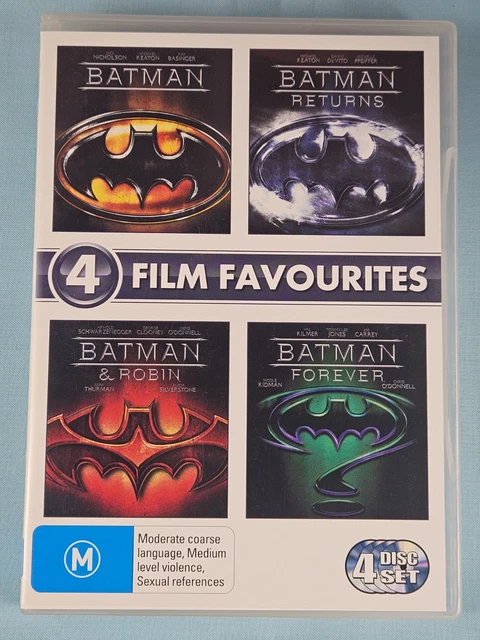 BATMAN + BATMAN Returns + Batman & Robin + Batman Forever DVD 4-Disc ...