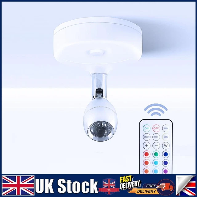 13 COLOURS RGB Wireless Spotlight LED Wall Mounted Light Remote Control ...
