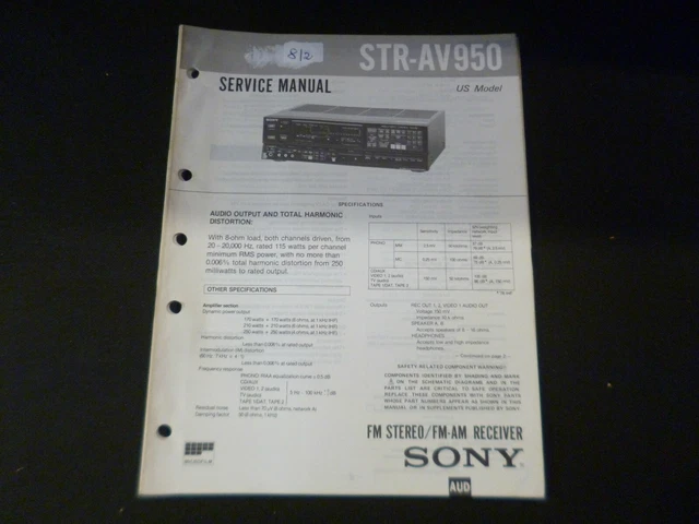 ORIGINAL SERVICE MANUAL Schaltplan Sony STR-D865 D965 EUR 12,50 ...