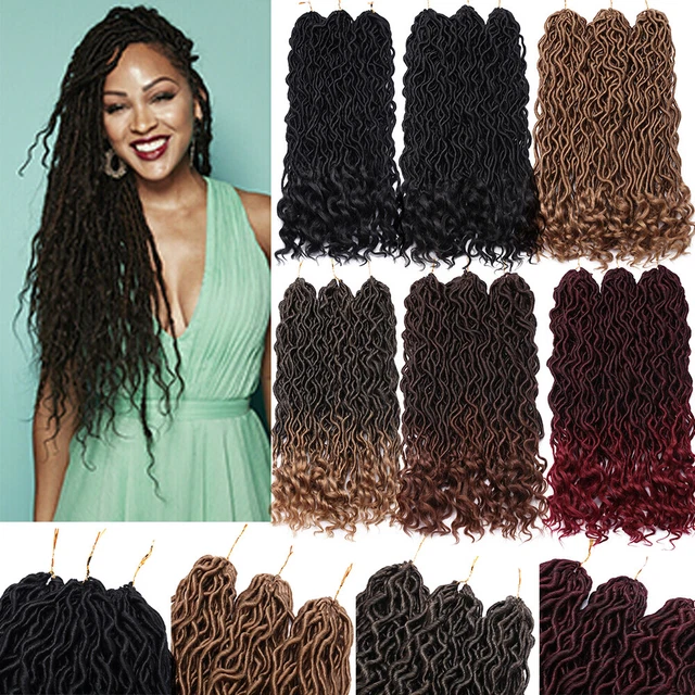 20 INCH OMBRE Goddess Faux Locs Crochet Braiding Dreadlocks Curly Hair ...