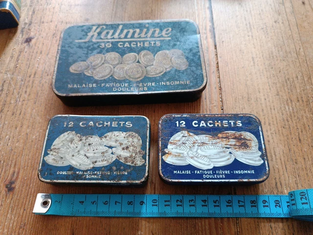 ANCIENNE BOÎTE TÔLE Publicitaire Cachets Kalmine Laboratoire EUR 4,50 ...