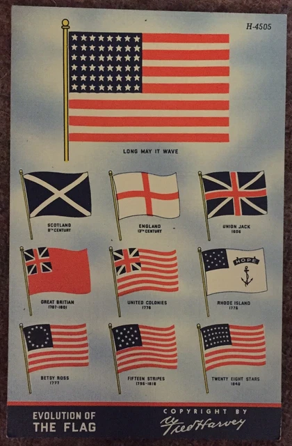 EVOLUTION OF THE Flag Fred Harvey Restaurants, USA Postcard $5.00 ...