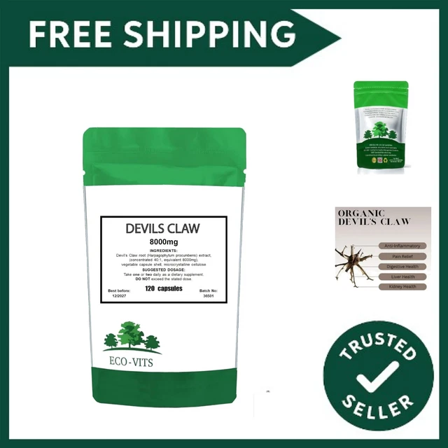 DEVILS CLAW 8000MG 120 caps Anti INFLAMMATORY Pain Relief, Joint Health ...