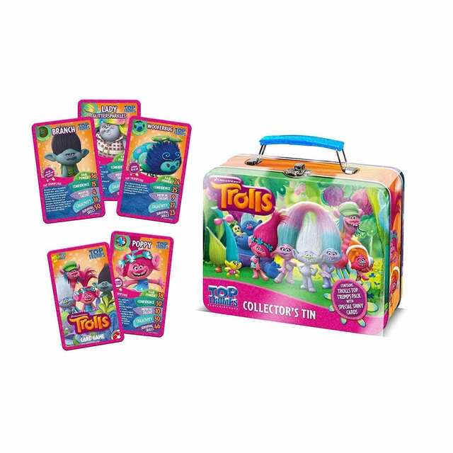 DREAMWORKS TROLLS TOP Trumps Card Game In Collectors Tin Birthday Toy ...
