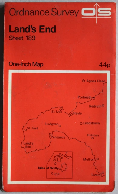 ORDNANCE SURVEY ONE-INCH Map Sheet 189 Land's End 1971 £3.99 - PicClick UK