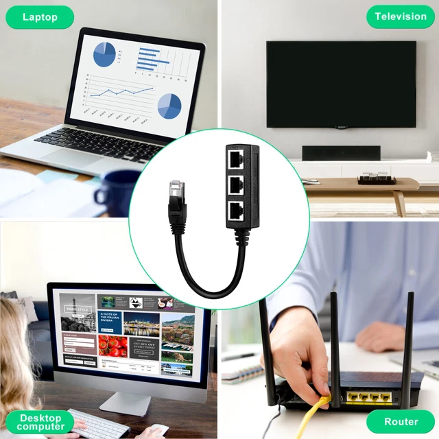 RÉPARTITEUR DE CÂBLE Ethernet Adaptateur D'extension Réseau EUR 9,14 - PicClick IT