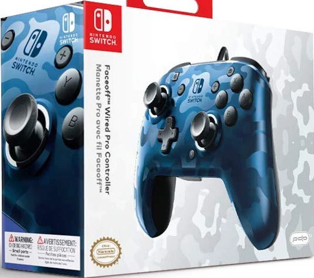 MANDO PDP FACEOFF Deluxe + Audio Wired Controller Camo Azul EUR 33,99 ...