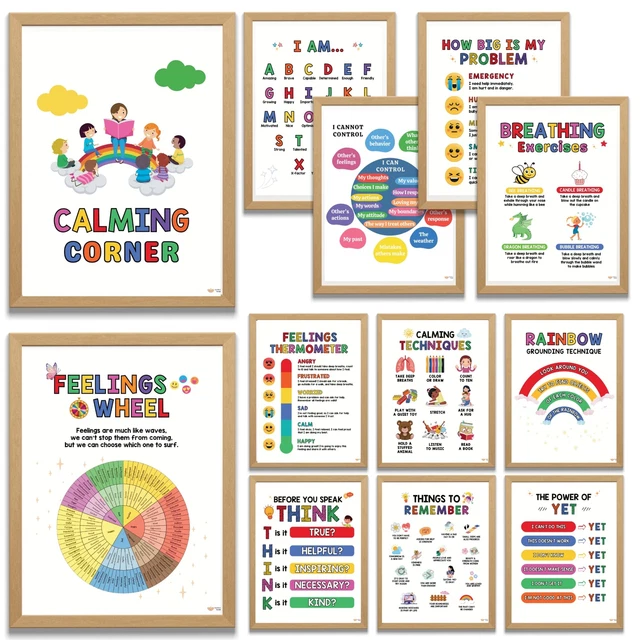 12 CALMING CORNER Posters, Calming Corner Feelings Wheel Poster, Calm ...