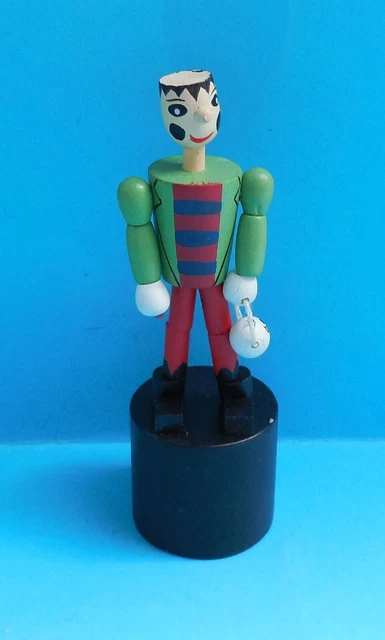 VINTAGE HALLOWEEN Wood Frankenstein Monster Push Puppet - Wakouwa ...
