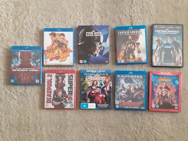 MCU BUNDLE BLU Ray X9 Avengers Age of Ultron Blu Ray, Civil War Blu Ray ...