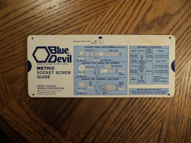 VINTAGE BLUE DEVIL Safety Socket Screw Metric Calculator Tool 9-1/2 ...