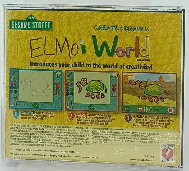 SESAME STREET: CREATE & Draw in Elmo's World (PC, 1999) $24.49 ...
