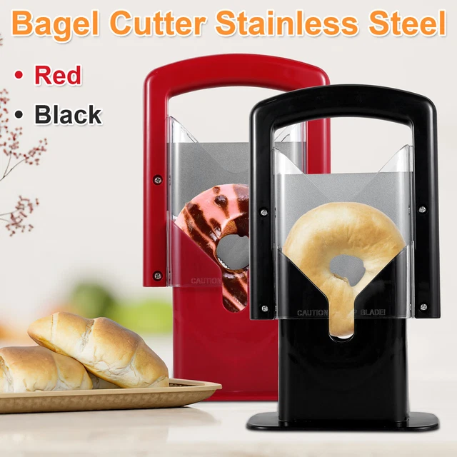 BAGEL SLICER STAINLESS Steel Bagel Cutter Non-Stick Blade Bread Toast ...