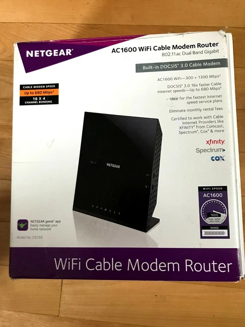 NETGEAR AC1600 WIFI DOCSIS Cable Modem Router 802.11ac Dual Band ...