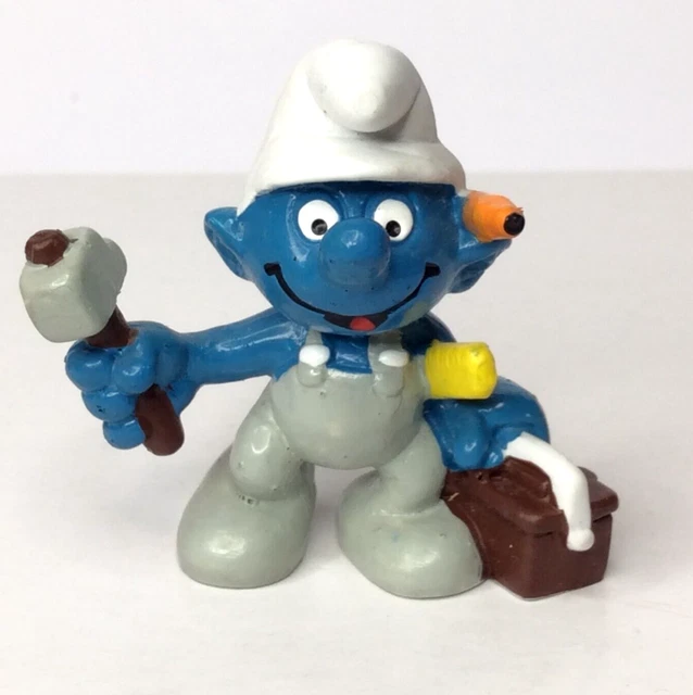 VINTAGE SMURFS HANDY Smurf #20171 PEYO Schleich 1984 80s PVC Figure ...