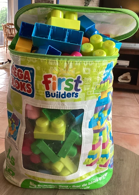 MEGA BLOKS FIRST Builders Big Building Bag 80 Blocks Plus Many Extra ...