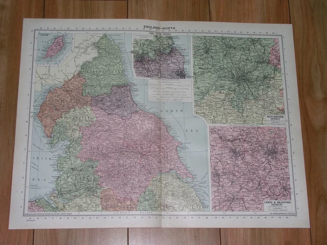 1940 ORIGINAL VINTAGE Wwii Map Of Northern England York Manchester ...
