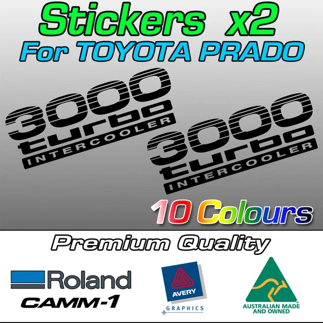 3000 TURBO INTERCOOLER stickers x2 for Toyota Prado *DUAL LAYER NOW ...
