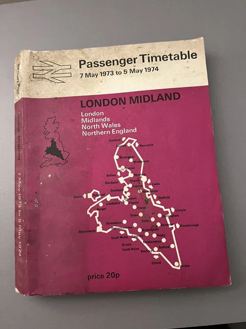 BRITISH RAILWAYS PASSENGER Timetable London Midland 1973/74 £1.99 ...