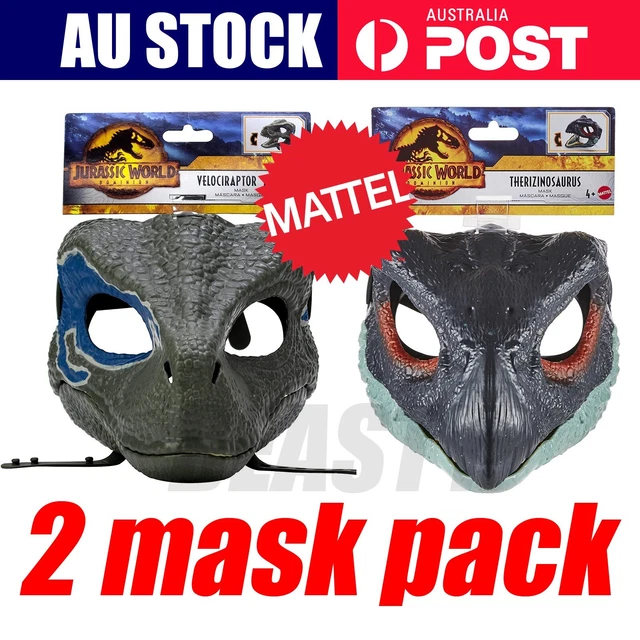 JURASSIC WORLD DOMINION Therizinosaurus & Velociraptor Blue Mask 2 Pack ...