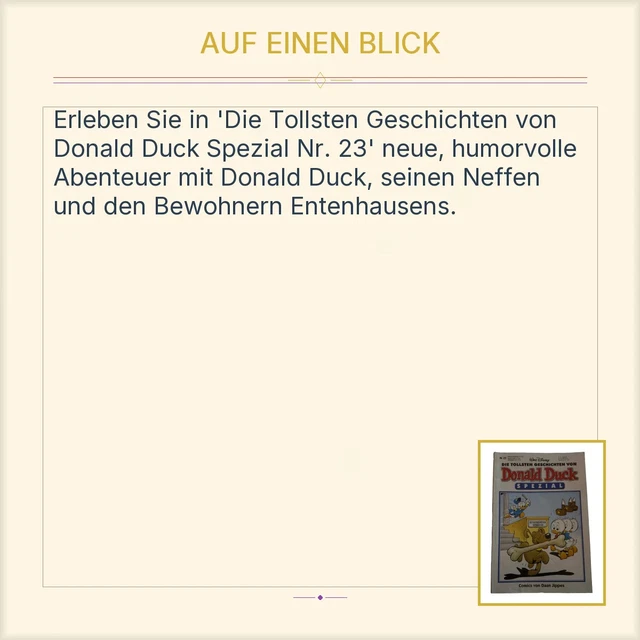 WALT DISNEY DONALD Duck Spezial Nr. 23 Comic Taschenbuch Deutsch Daan ...