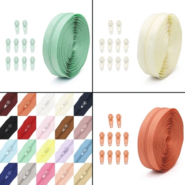 SOLID COLOR SEWING Zippers #3 Nylon Coil Zippers for Sewing Craft ...