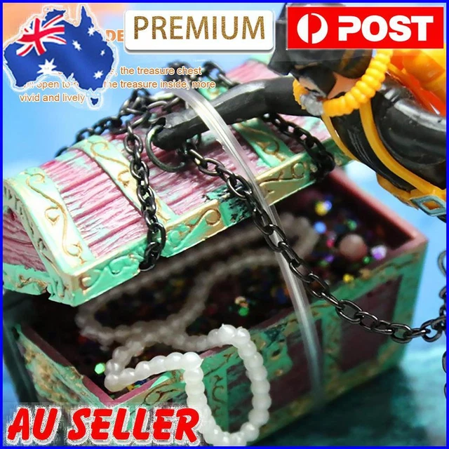 FISH TANK TREASURE Chest Diver Live-Action Aerating Aquarium Decor ...