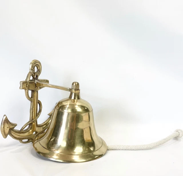 BRASS ANCHOR DINNER Bell Wall Decor Nautical Ship Maritime Marine Navy ...