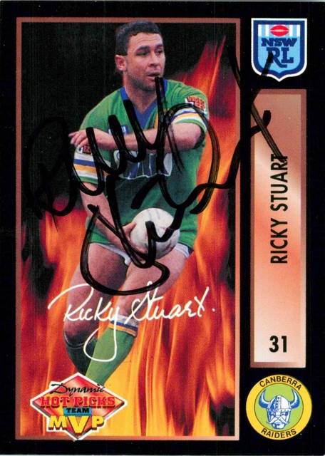 SIGNED 1994 CANBERRA Raiders NRL Premiers Dynamic Team MVP Card - Ricky ...