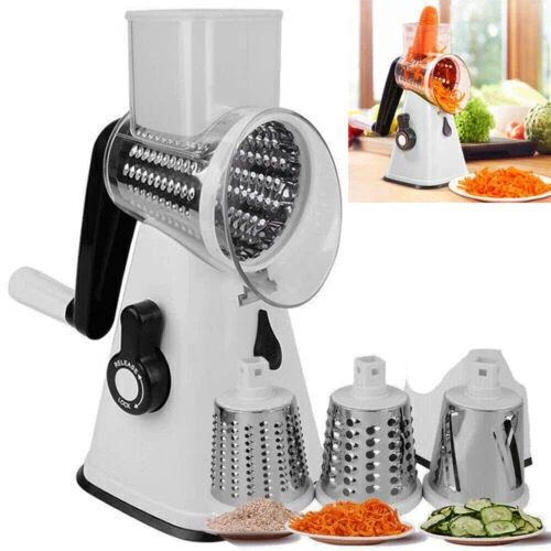 3IN1 MULTI-FUNCTION FOOD Vegetable Manual Rotary Drum Grater Chopper ...