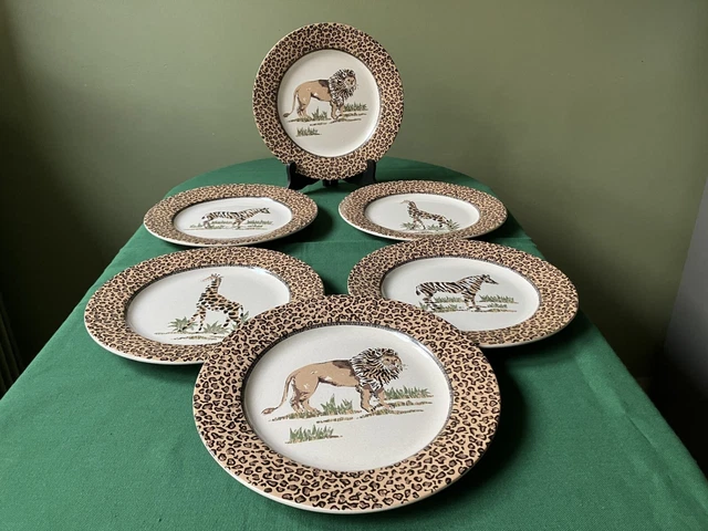 6 GRANDES ASSIETTES plates Geneviève Lethu - Au bord du Lac Tanganyika ...