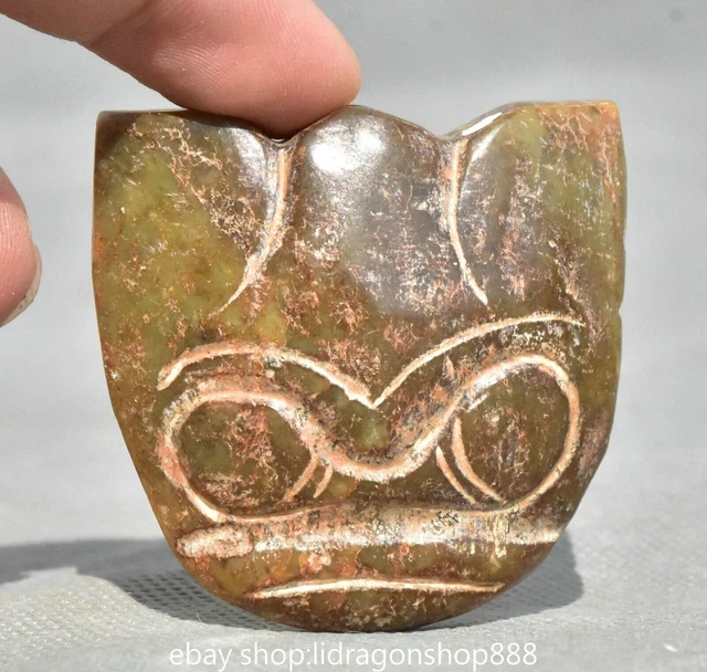 2& OLD CHINESE Hongshan Culture Jade Beast People Face Sculpture ...