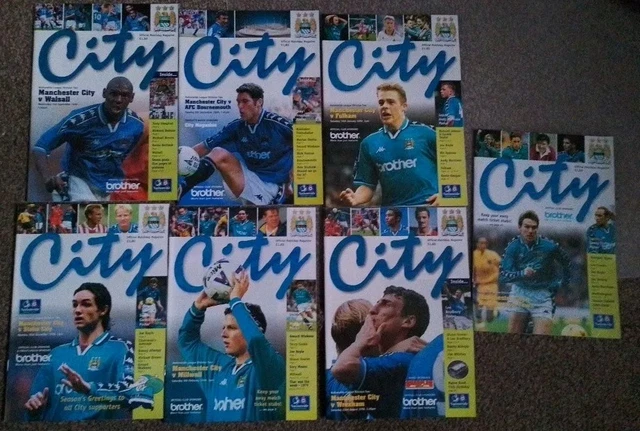 8 MANCHESTER CITY 1998/99 Programmes Can Split £5.00 - PicClick UK