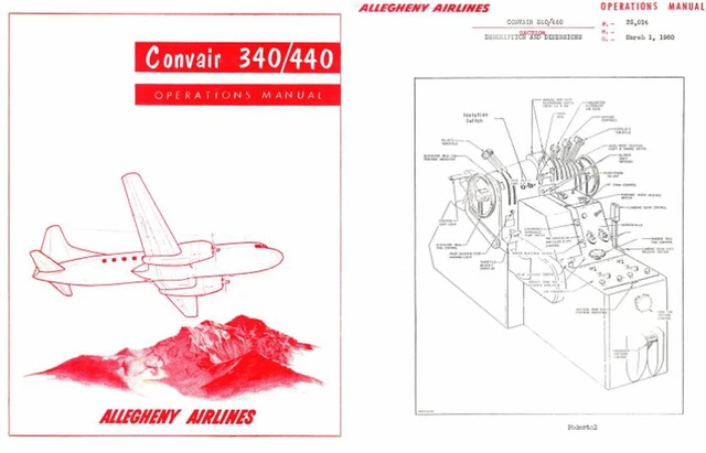 CONVAIR CV 340 440 MANUAL RARE ARCHIVE HISTORIC 1960's period ...