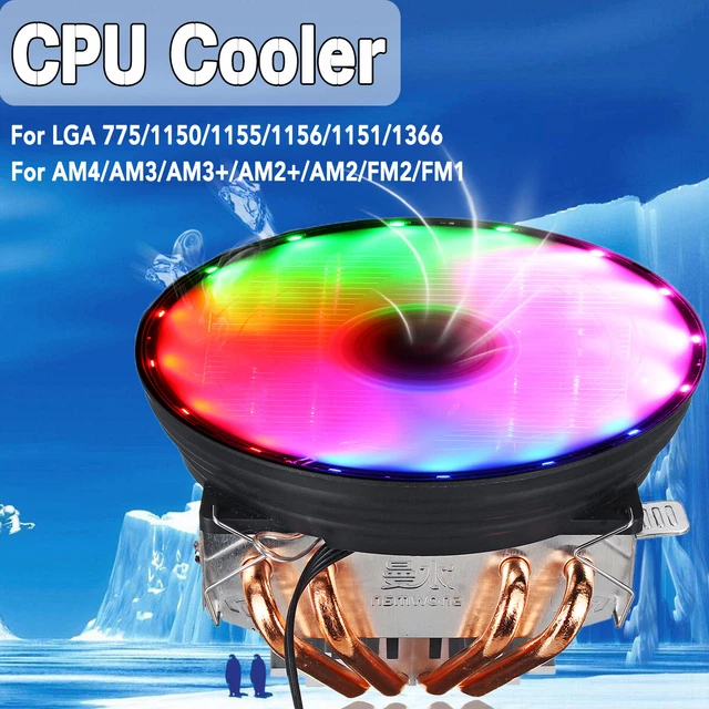CPU COOLER FAN Heatsink RGB LED Air Cooling 120mm For Intel LGA1156 ...