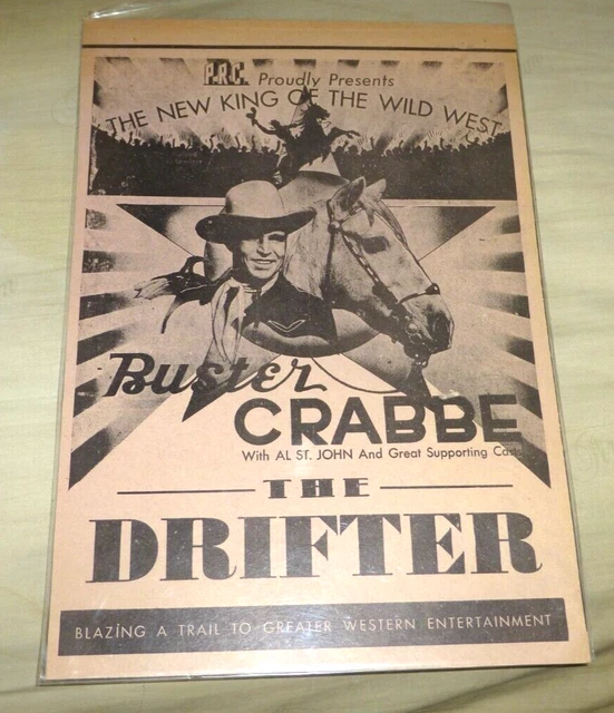 VINTAGE MOVIE THEATRE Handbill Western Buster Crabbe In The Drifter 1944 £33.00 - PicClick UK