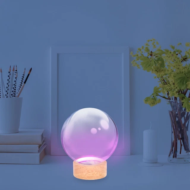 WOOD DISPLAY PEDESTAL LED Light Base Table Crystal Ball Lamp Base Light ...
