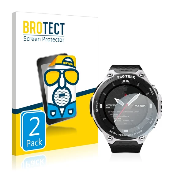 2X ANTI-REFLETS PROTECTION Ecran pour Casio Pro Trek Smart WSD-F20 Film ...