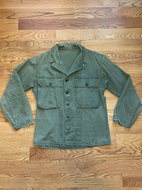 VINTAGE US WW2 USMC Marine Corps P44 HBT Jacket herringbone twill Large ...