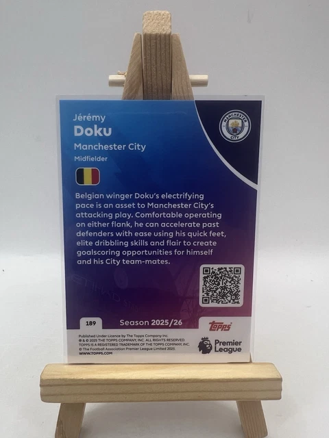TOPPS PREMIER LEAGUE 2026 25/26 Jeremy Doku Manchester City Base Card £ ...