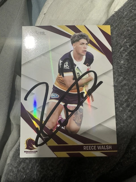 SIGNED REECE WALSH Brisbane Broncos 2024 NRL Traders Parallel Card EUR ...