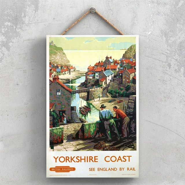 YORKSHIRE COAST ORIGINAL National Railway Poster On A Plaque Vintage ...
