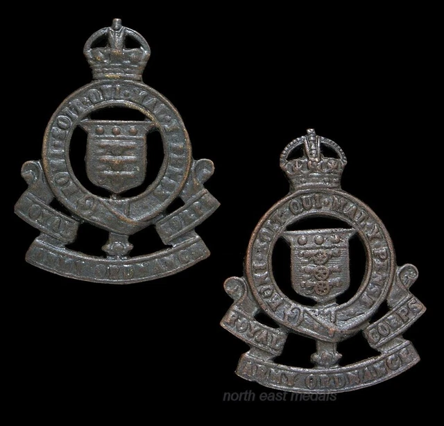 PAIR OF WW2 RAOC Royal Army Ordnance Corps Officer's Collar Badges £7. ...