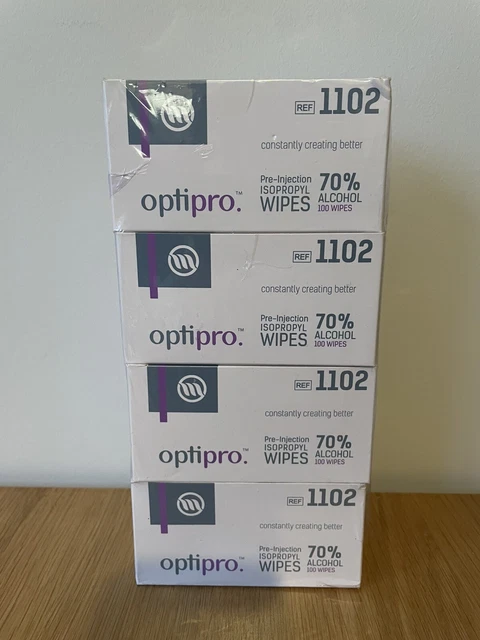4 X 100 OptiPro Pre-Injection Wipes Individually Wrapped Medical Skin ...