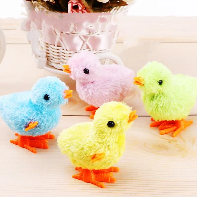 FUN CLOCKWORK PLUSH Jumping Chick Toys Kids Baby Shower Birthday ...